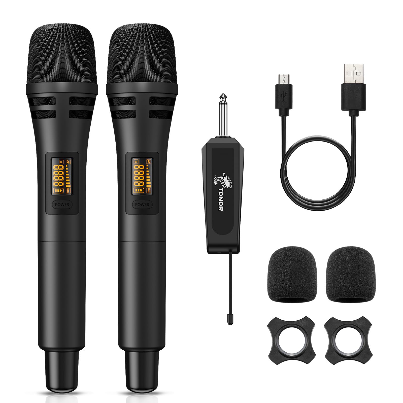 TONOR Wireless Microphones, UHF Dual Karaoke Microphone System ...