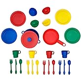 Amazon.com: KidKraft 27-Piece Pastel Cookware Set, Plastic Dishes and ...