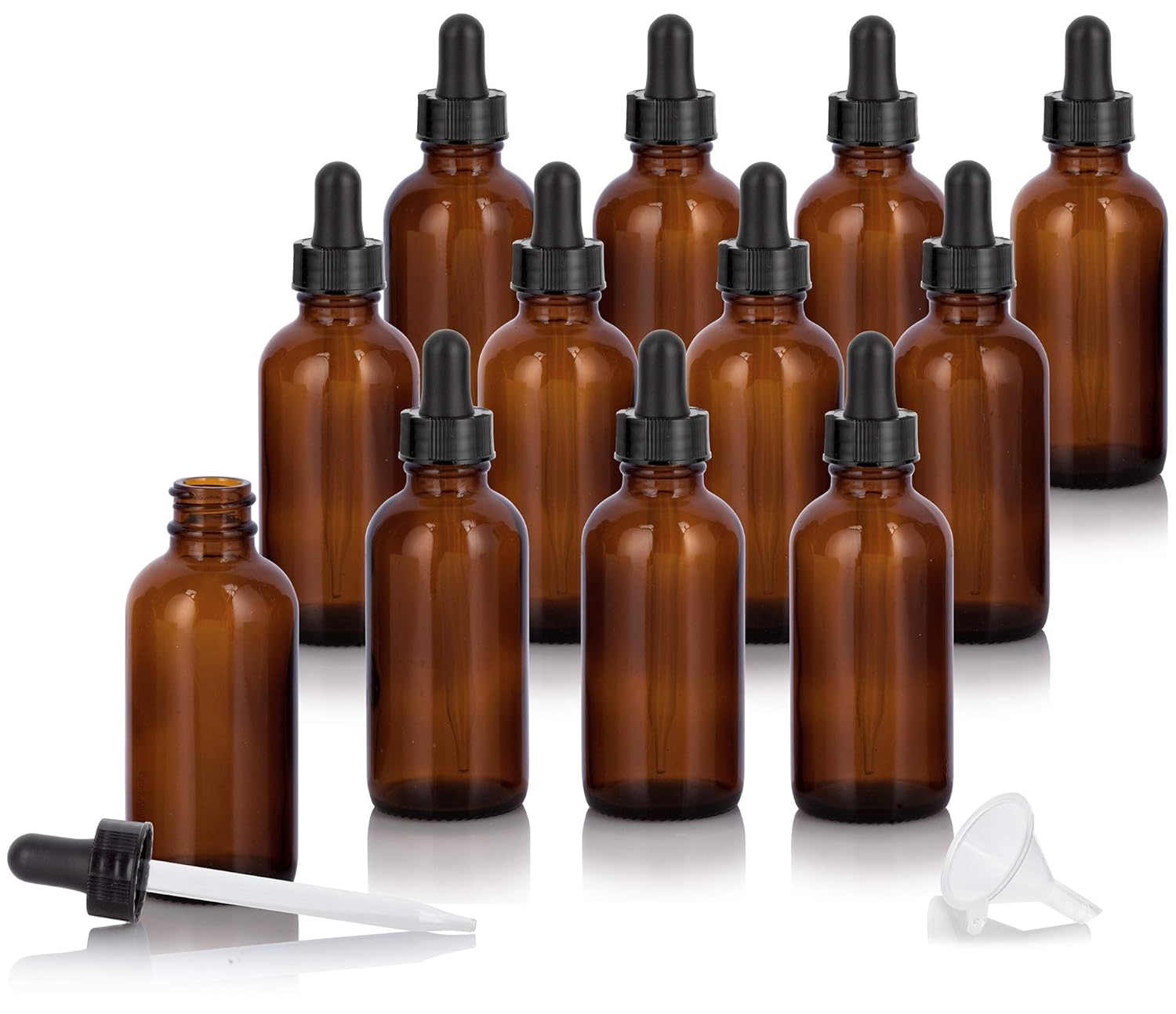 Amazon.com : 2 oz Amber Glass Boston Round Dropper Bottle (12 pack ...