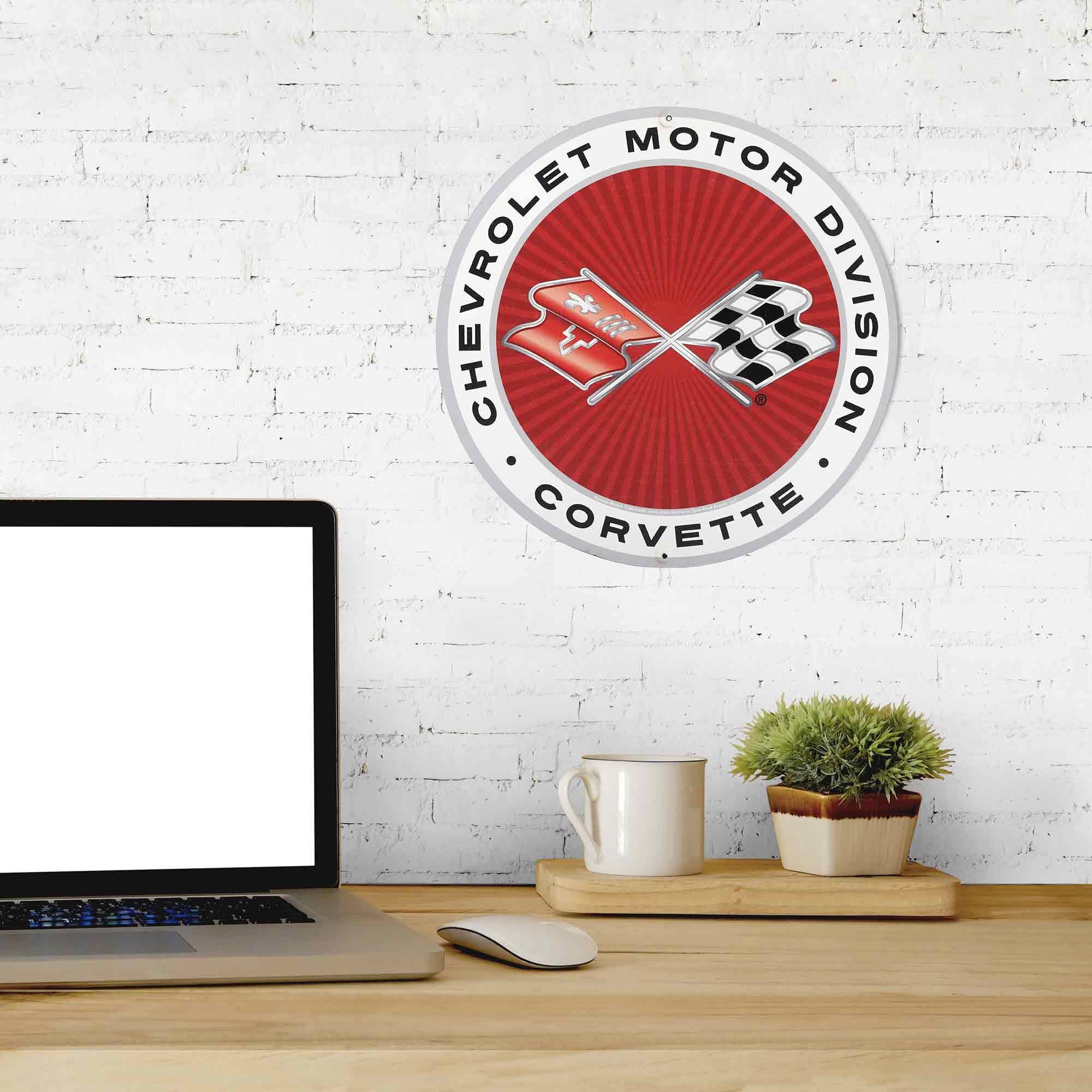 Mua Chevrolet Motor Division Corvette Logo Round Metal Sign - Classic ...