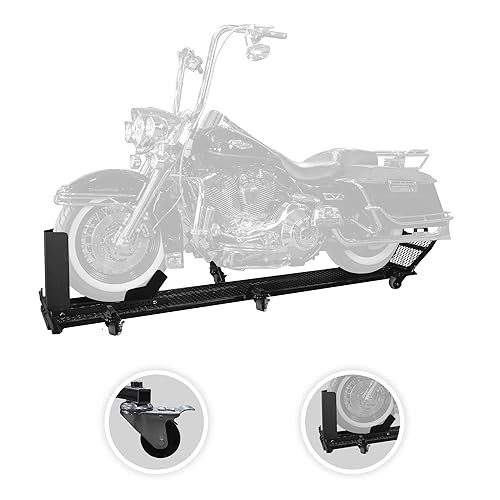 Kendon Motorcycle Dolly for Garage Storage with Adjustable Wheel Chock ...