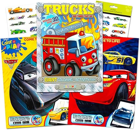 Amazon.com: Disney Cars and Trucks Coloring Book Set for Toddlers ...