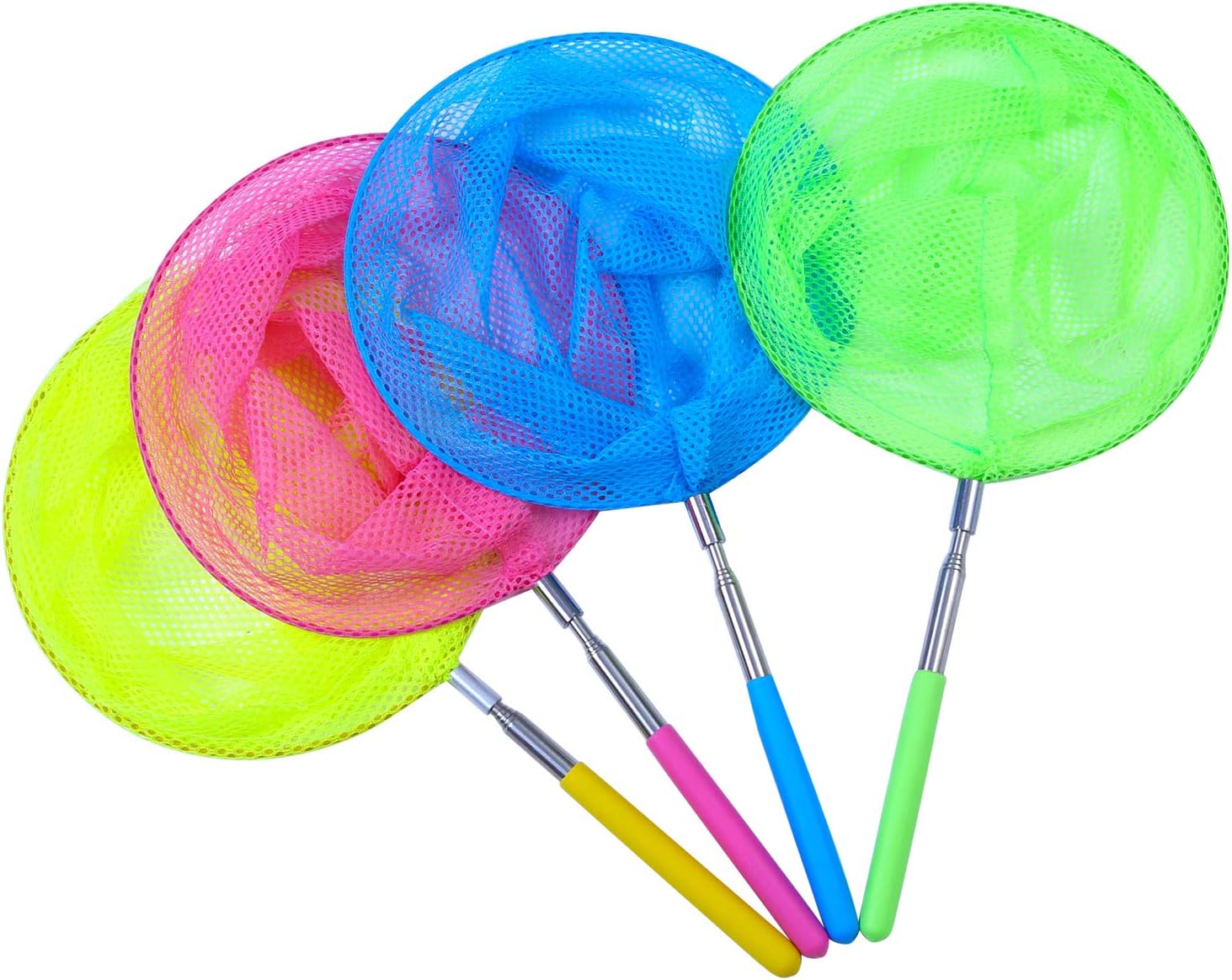 Elcoho 4 Pack Telescopic Bug Net Butterfly Nets Colorful Catching ...