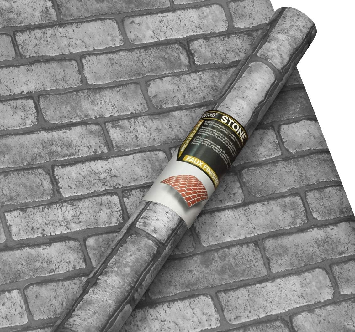 Amazon.com: VViViD Grey Brick Faux Finish Matte Self-Adhesive ...