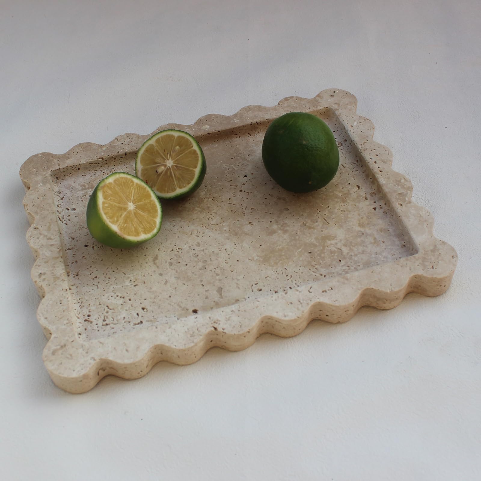 Natural Travertine Tray with Scalloped Edge, Rectangle Vanity Tray 10 ...
