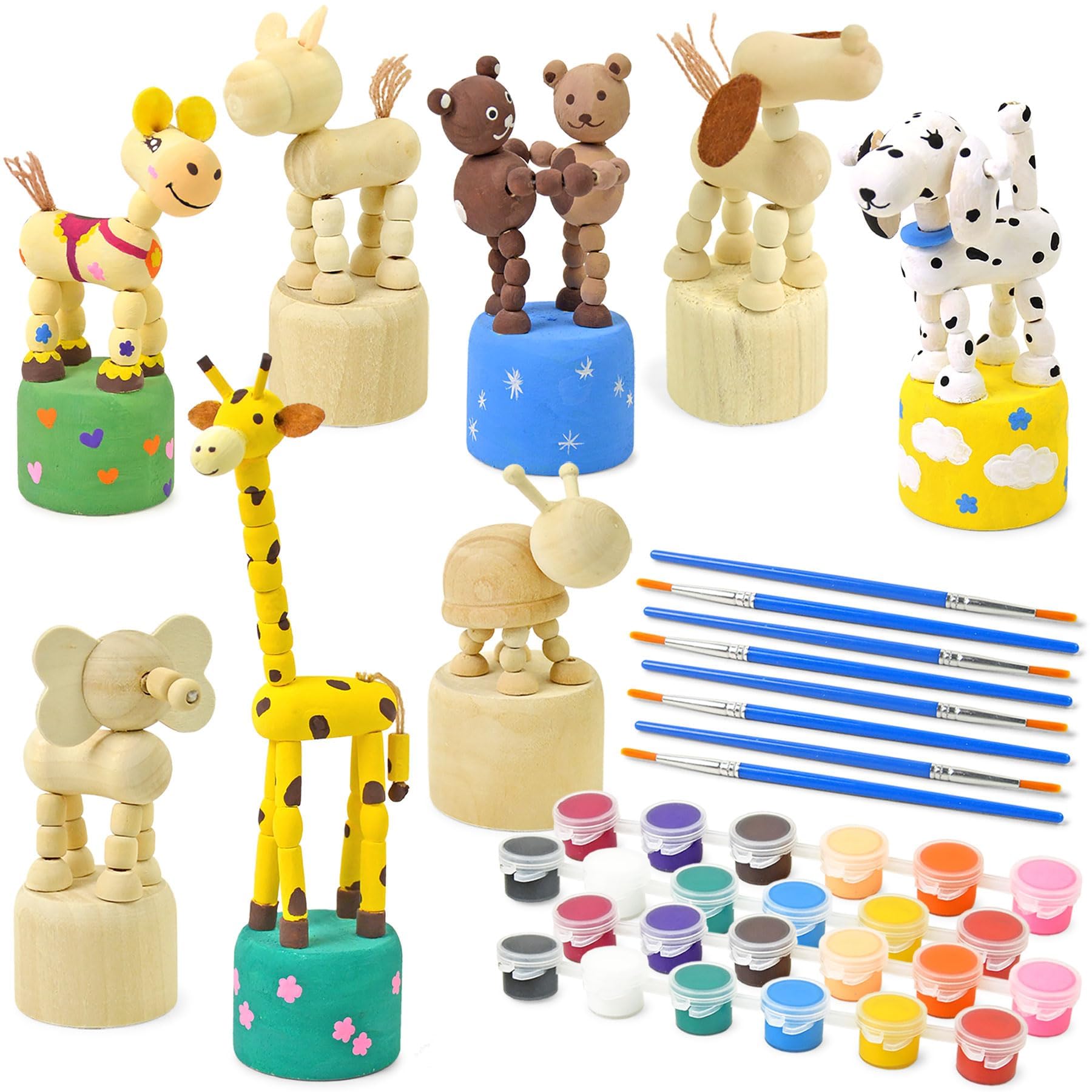 Vileafy Crafts for Kids Ages 4-8 - Wooden Animal Craft Kits with 24 ...