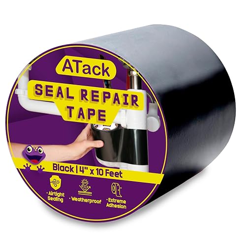 ATack Waterproof Patch and Seal Tape, Black, 4 Inches x 10 Feet, Water ...