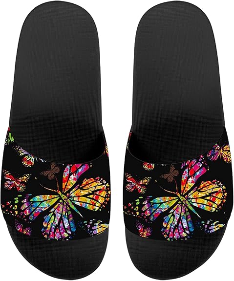 Howilath Blue Butterfly Print Summer Slide Slippers for Men Women Kid ...