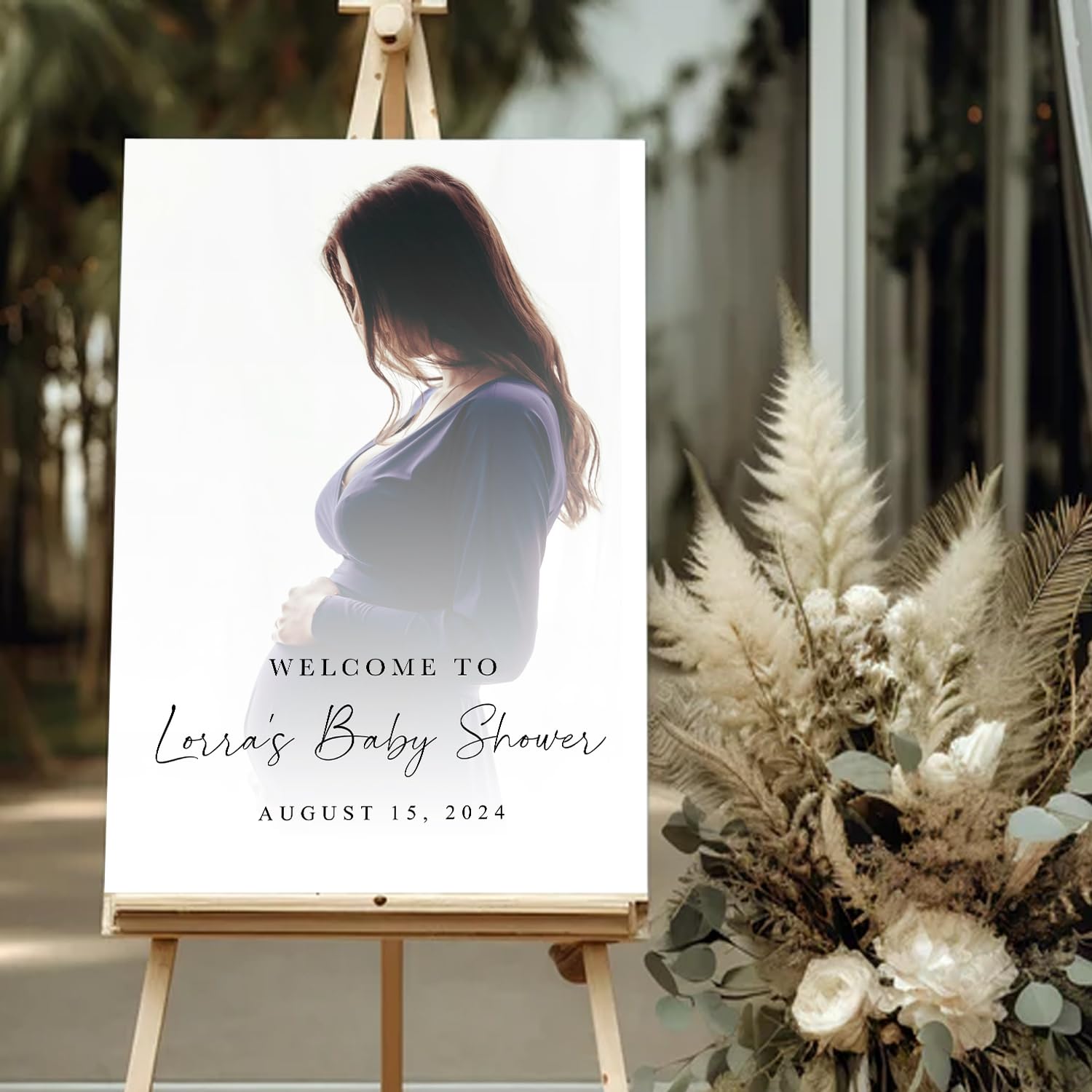 Personalized Baby Shower Welcome Sign With Stand, Custom Photo ...