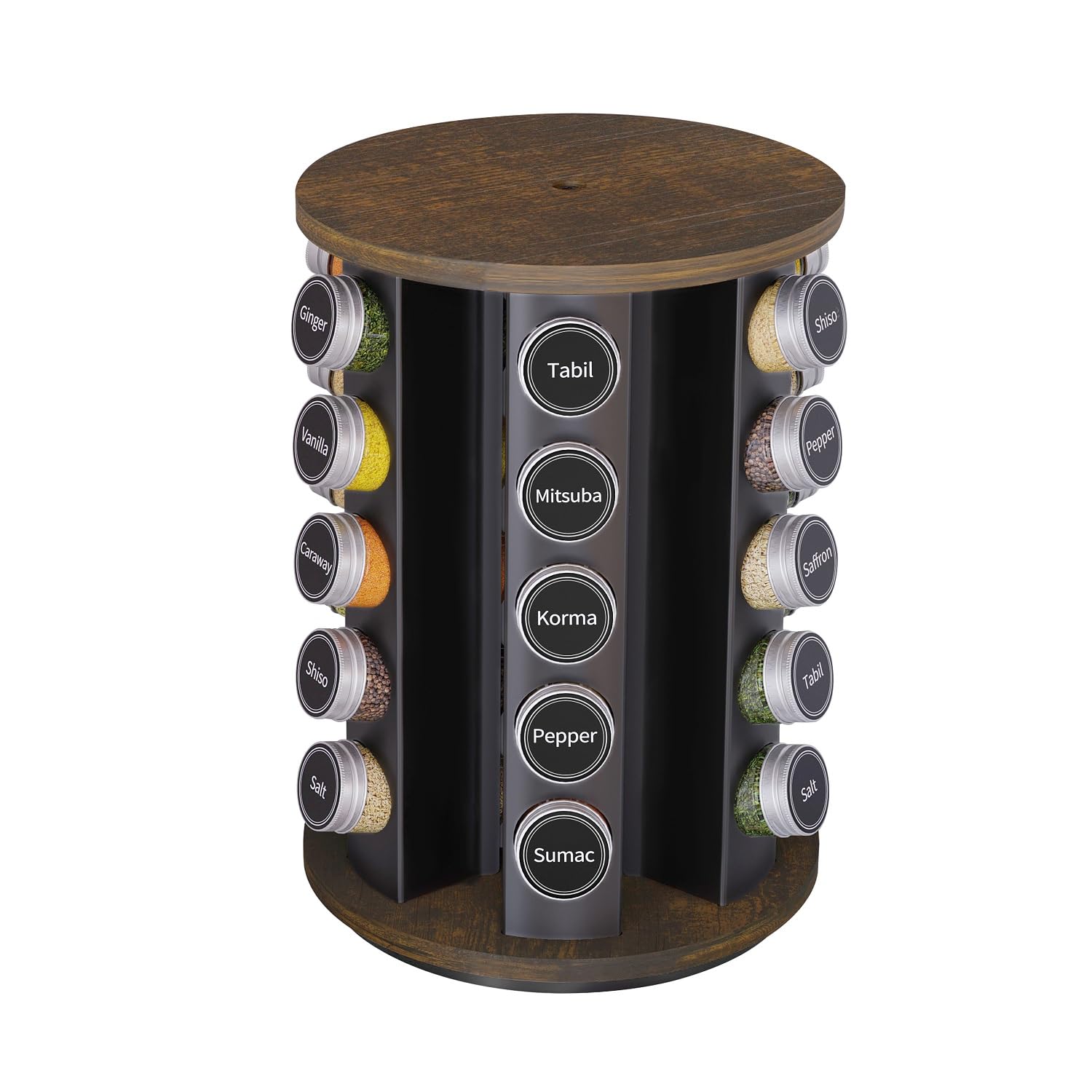 New England Stories Revolving Spice Rack Set with 30 Spice Jars ...