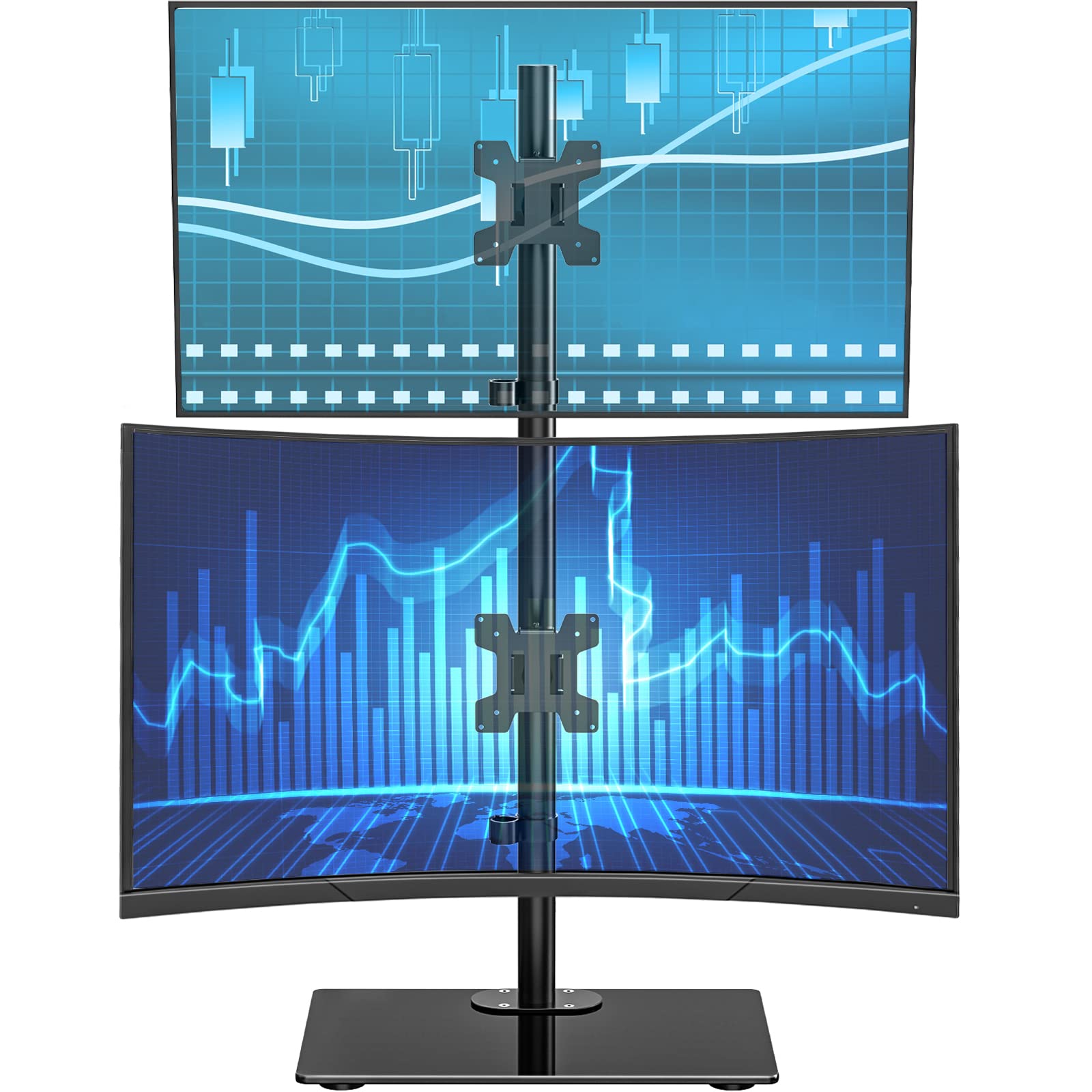 WALI Vertical Dual Monitor Stand, Stack Monitor Mount for 2 Screens Up ...