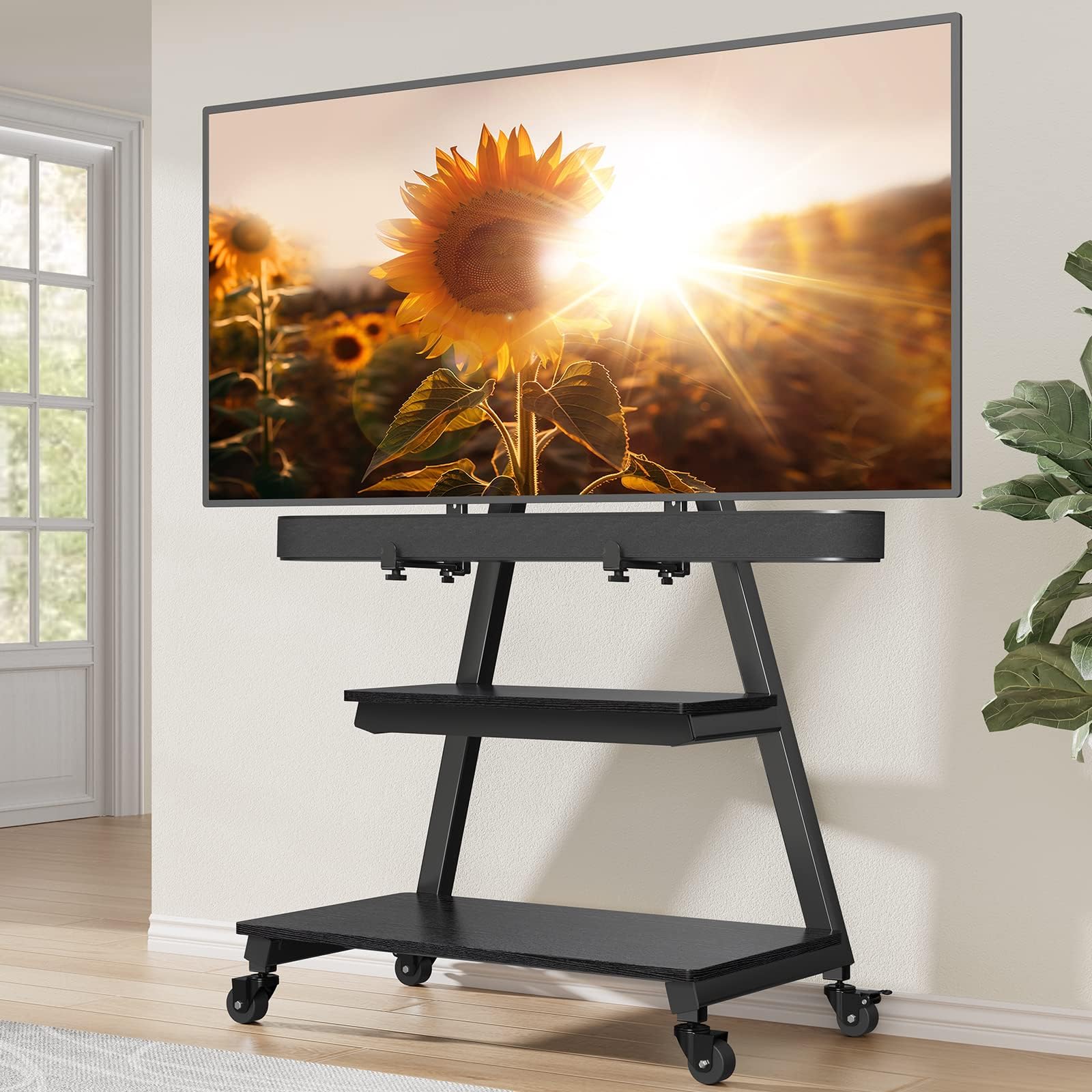 Mua Perlegear Mobile TV Stand with Soundbar Mount, Rolling Floor TV ...