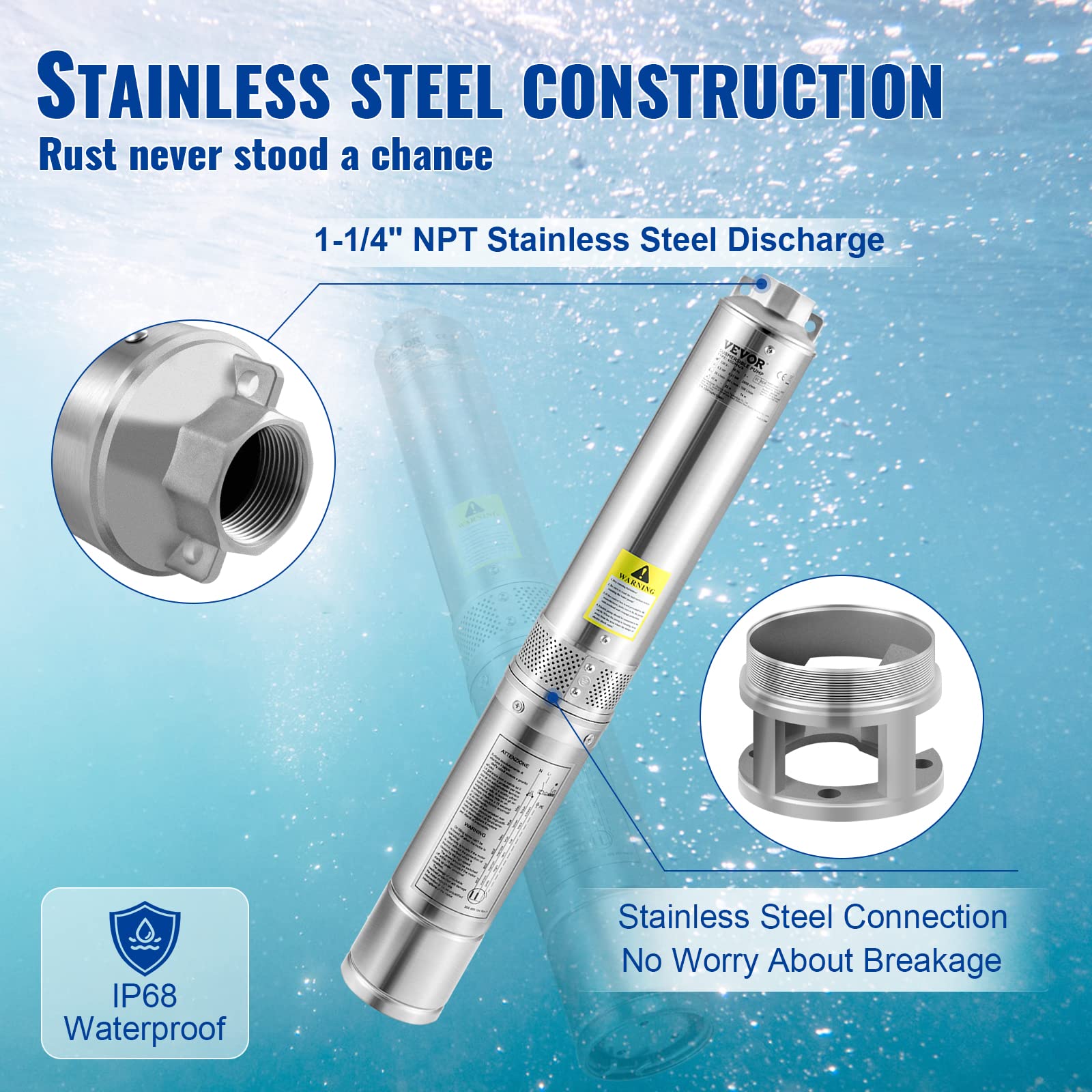 Mua VEVOR Deep Well Submersible Pump, 1HP 115V/60Hz, 37gpm Flow 207ft ...