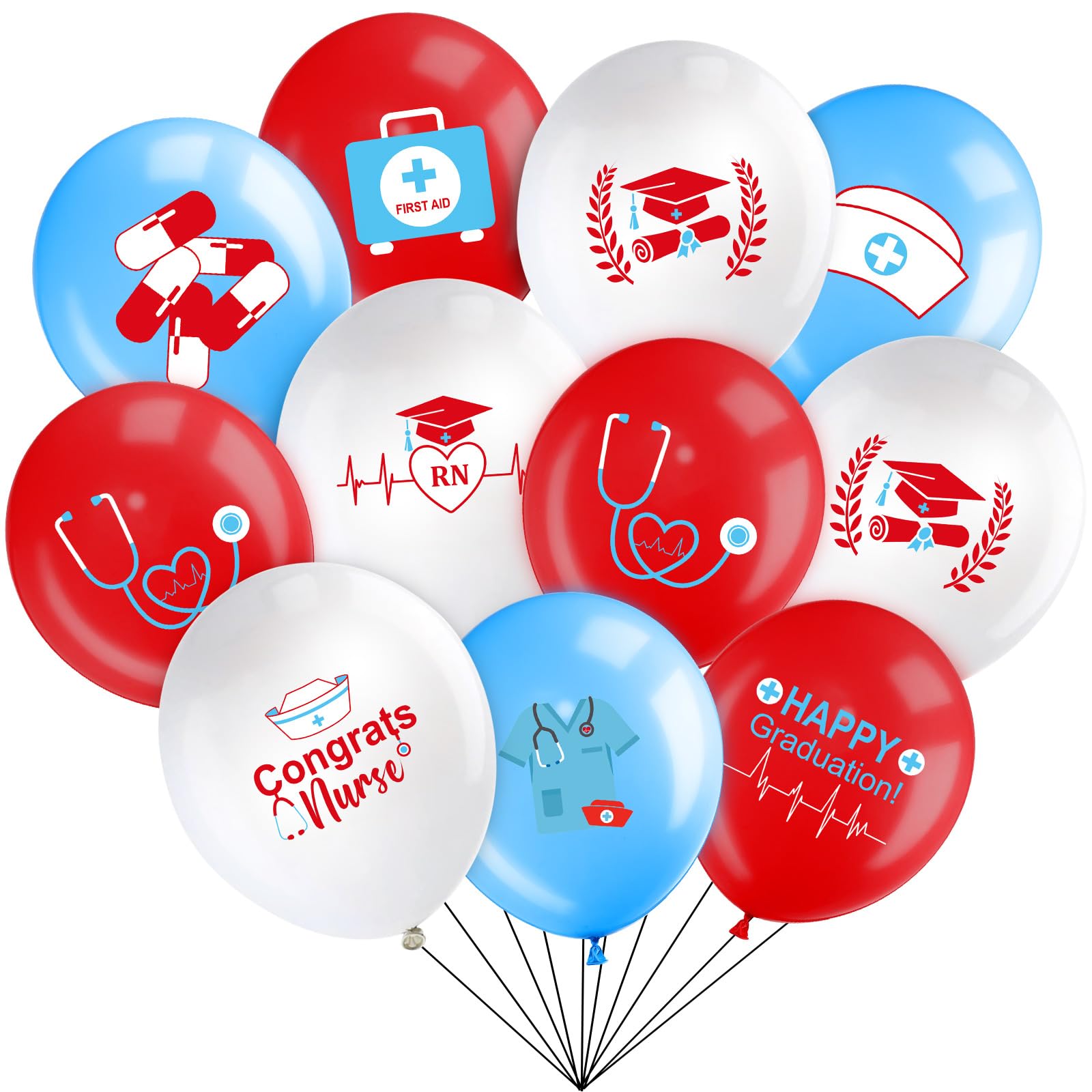 Sumind 45 Pieces Nurse Balloons 12 Inch Nursing Graduation Celebration ...