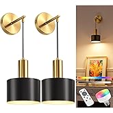 NIORSUN Battery Operated Wall Sconce Set of 2,Black Rechargeable Wall Lights with 5200mAh ...