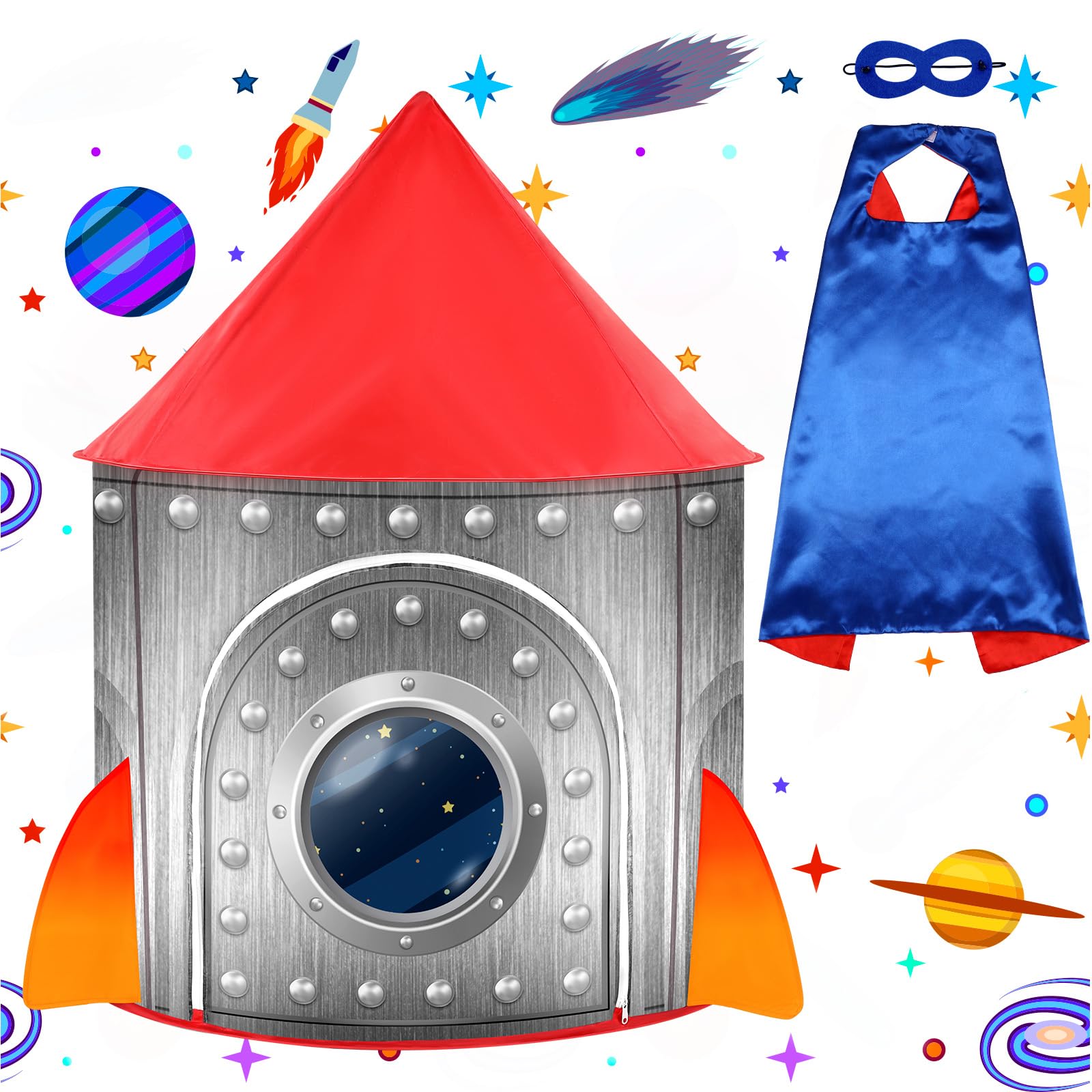 Mua Hicarer Rocket Spaceship Tent Play Tent Cape Mask Costume Set for ...