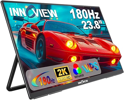 2K 180Hz Portable Gaming Monitor, 23.8" 2560x1440 QHD Fast IPS ∆E