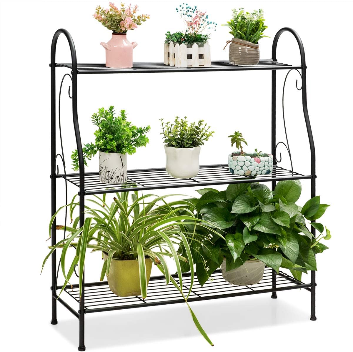 Amazon.com : Giantex 3-Tier Metal Plant Stand, Scrollwork Design ...