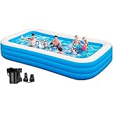 Amazon.com: Extra Large Inflatable Pool with Pump, Full-Sized Blow Up ...