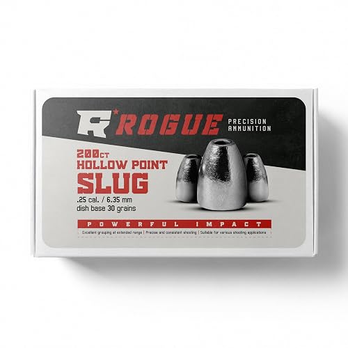 Rogue Precision .25 Cal Hollow Point Slug Airgun Pellets | .25 Caliber ...