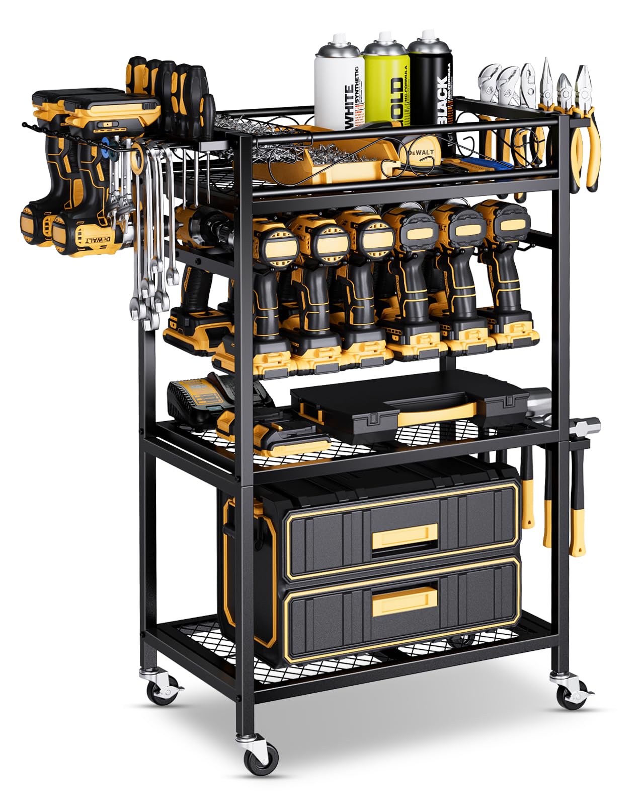 FHXZH Power Tool Organizer with Wheels - 12 Cordless Drill Holder ...
