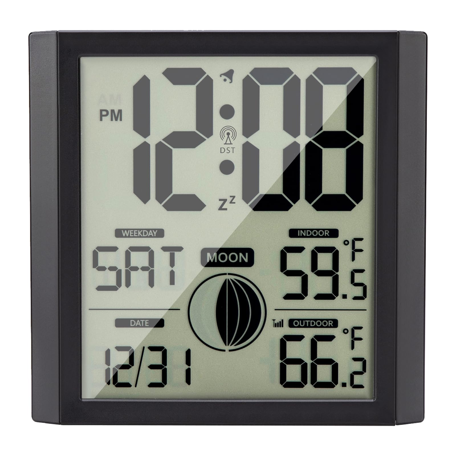 Warminn Atomic Wall Clock with Indoor Outdoor Temp Large Number Display ...