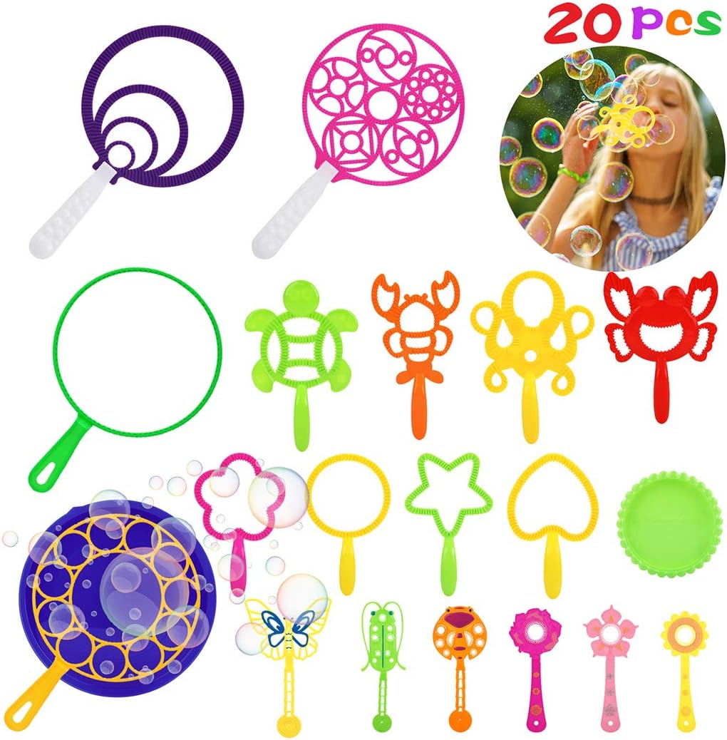 JUSTDOLIFE Bubble Making Kit, Bubble Wands 20PCS Bubble Wands Set for ...