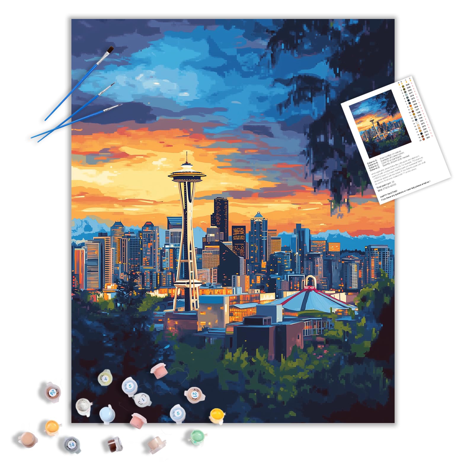 ARNLRDYA Seattle Landscape Paint by Numbers for Adults, Space Needle ...