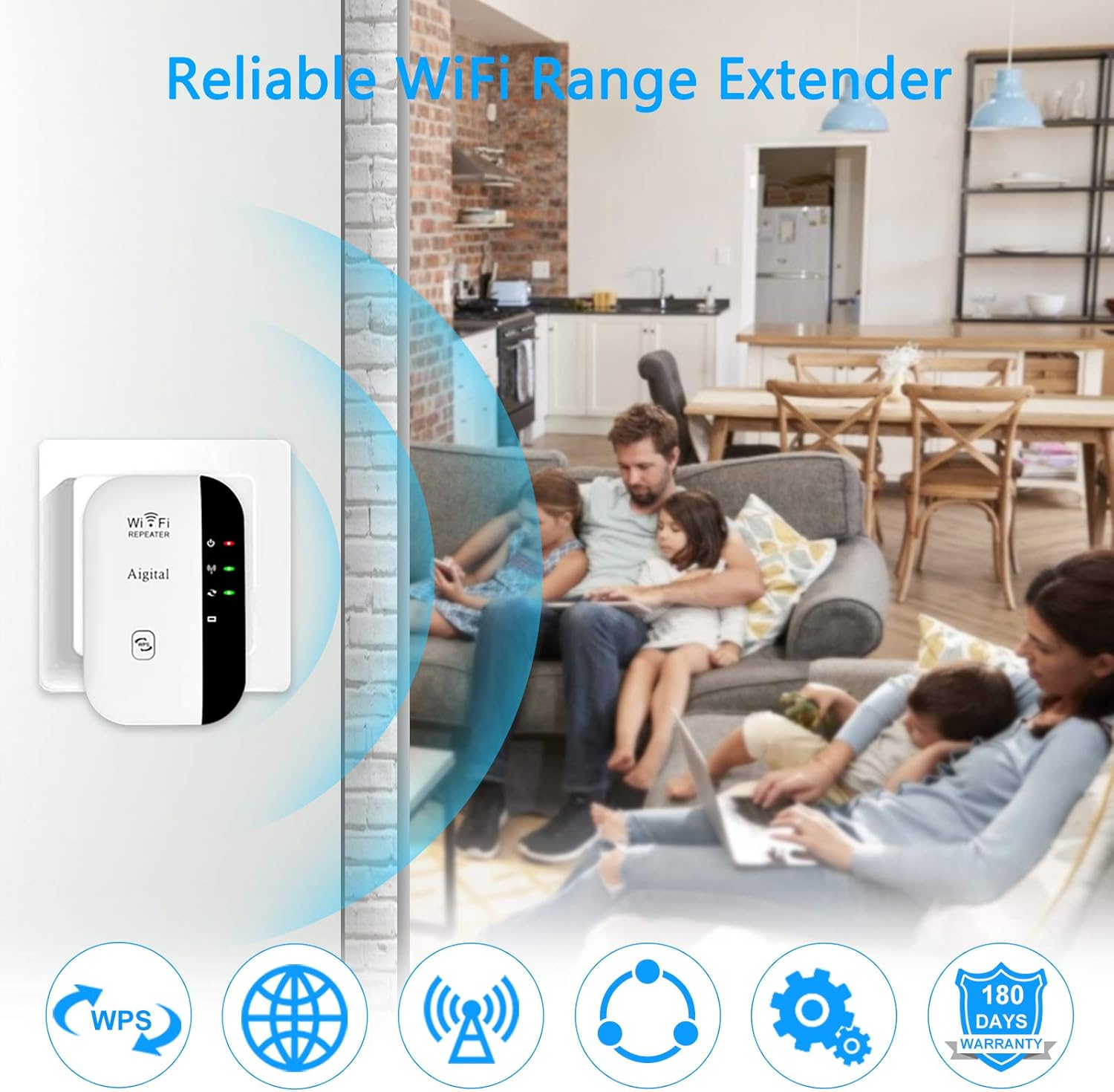 WiFi Booster, 300Mbps WiFi Range Extender Wi-Fi Blast 2.4GHz with ...