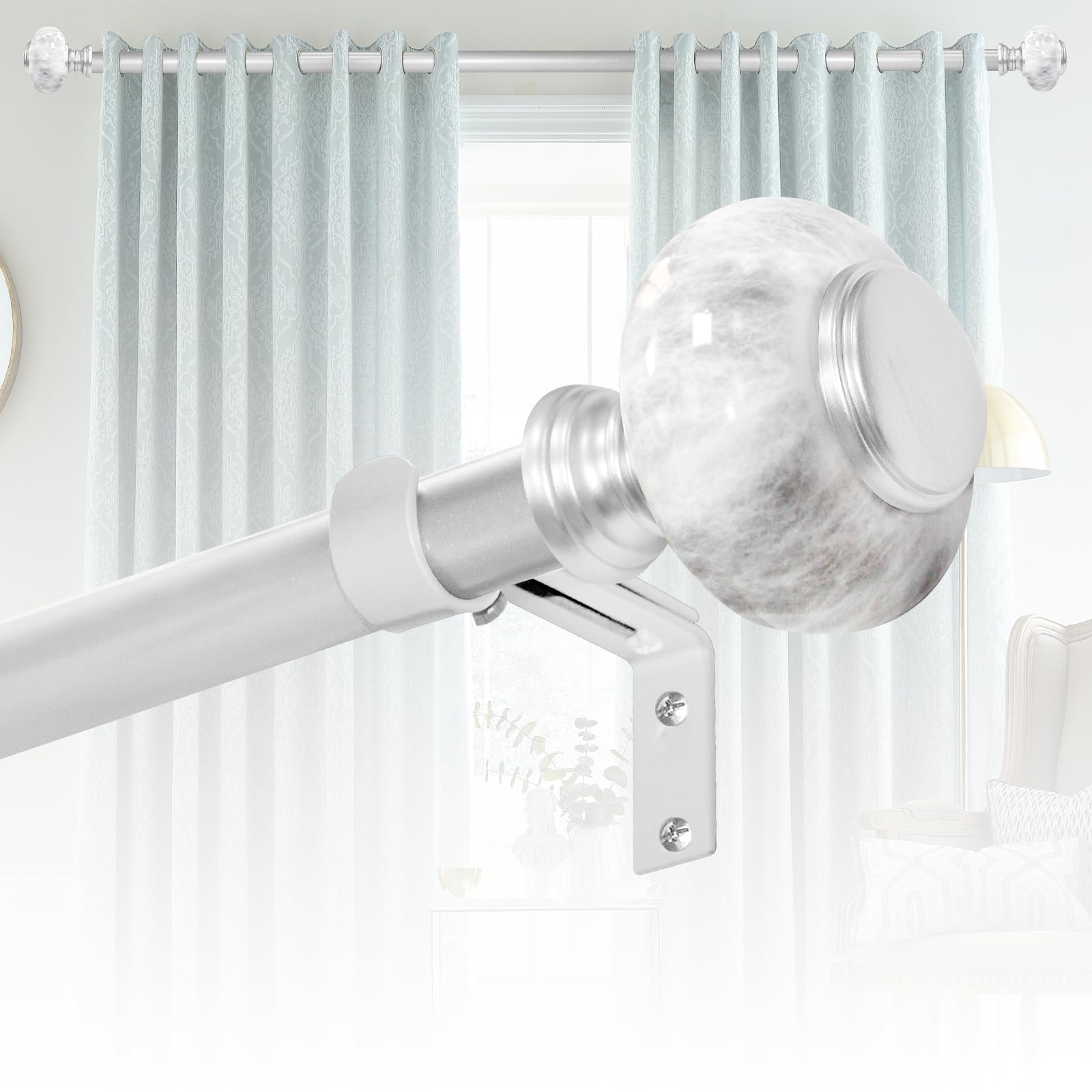 Sliver Curtain Rod for Windows 36 to 120 Inches(3-10ft): 1 inch ...
