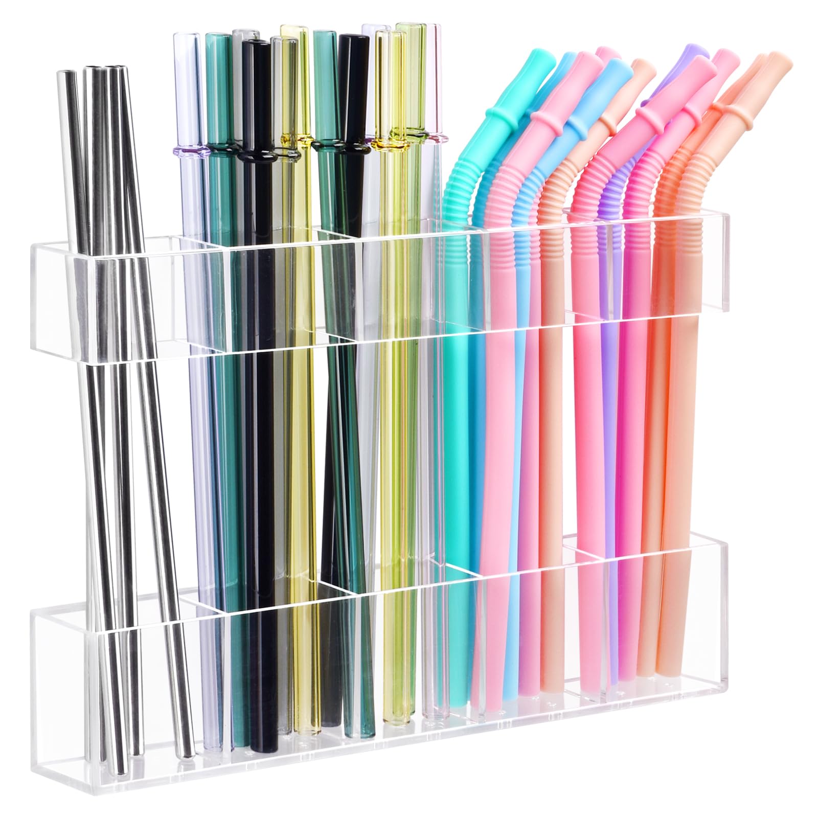 9.5” Large Acrylic Straw Holder for Cabinet Door - Ultra Sticky ...
