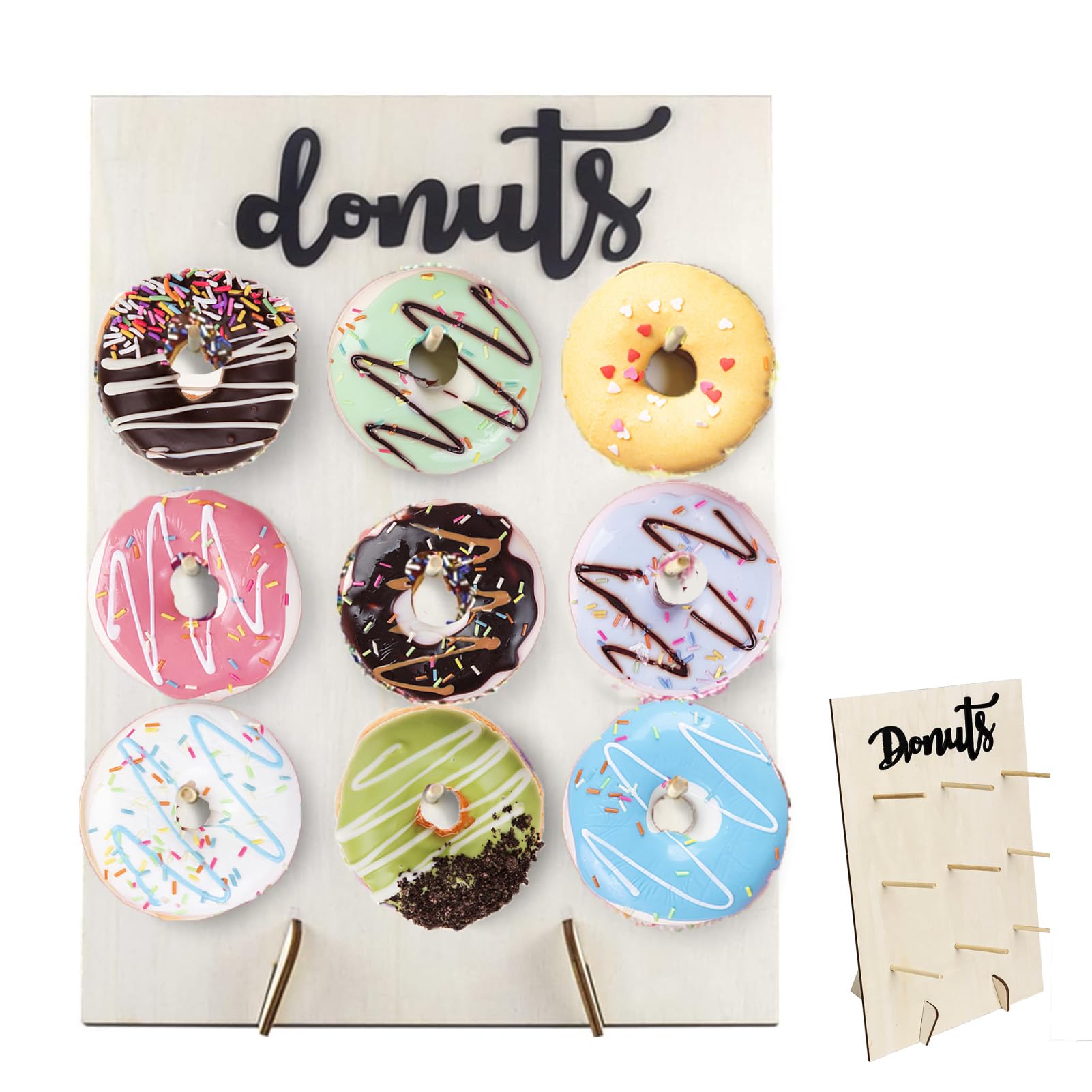 Hfpengzan Donut Wall Display Stand, Wooden, 9 Donuts, Reusable, Durable ...