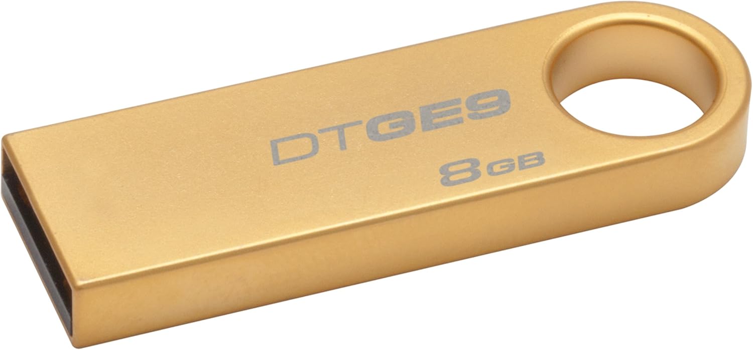 Kingston DTGE9/8GB DataTraveler 8 GB USB 2.0 Flash Drive (Gold Metal ...