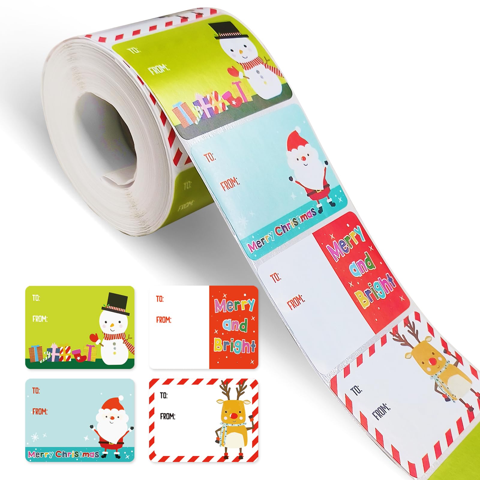 500 PCS Christmas Gift Tags Stickers – 2" x 1.5" Self-Adhesive Name ...