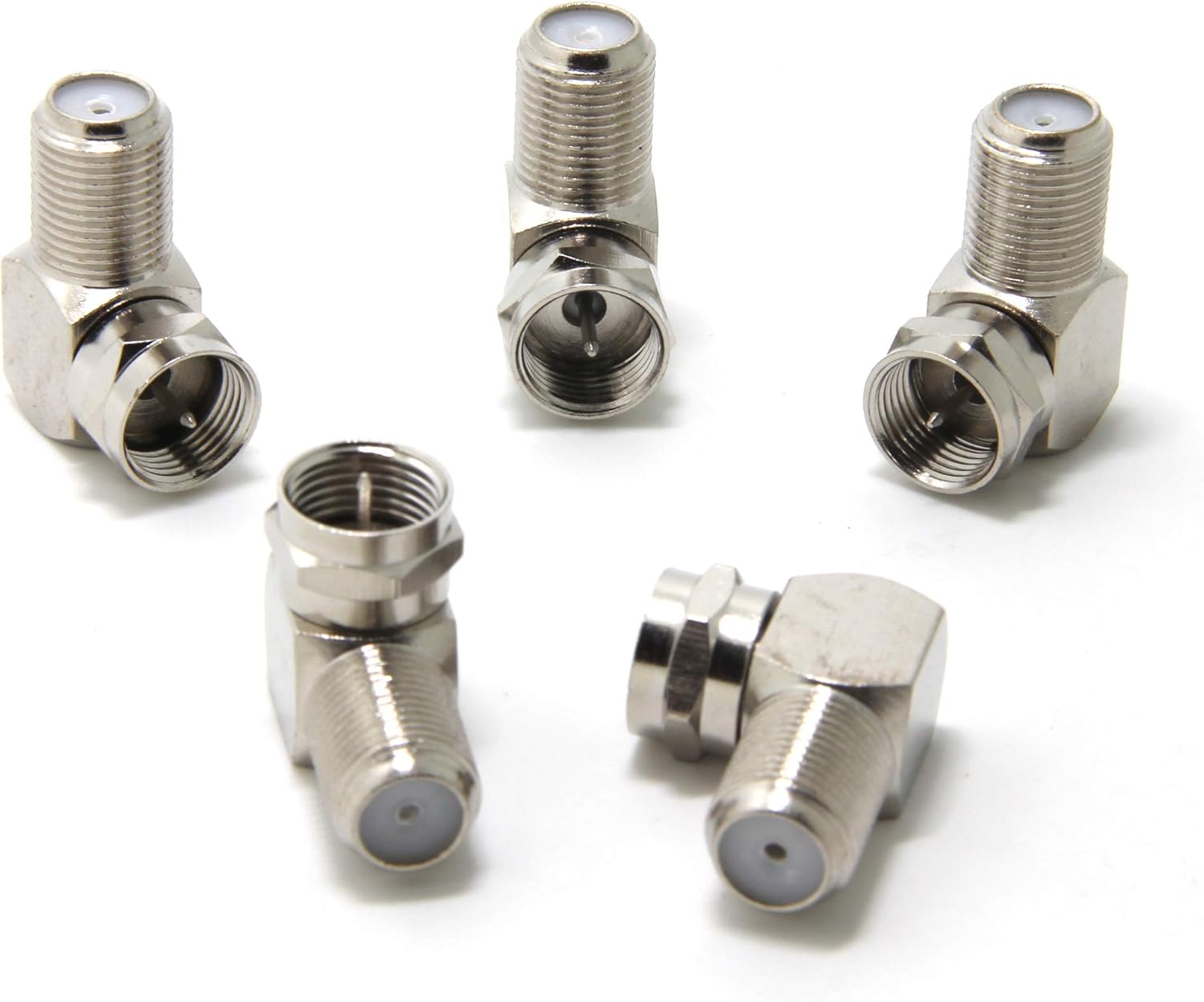 Ancable 3-Pack Right Angle F Type Adapters, Screw On Male to Female 90 ...