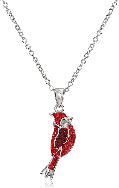 Amazon.com: Silver-Plated Crystal Cardinal Pendant Necklace, 18": Jewelry