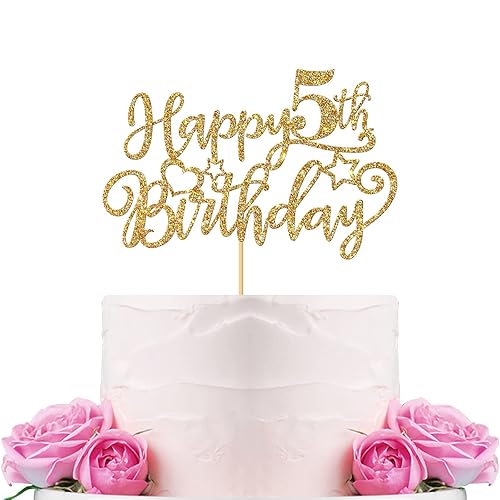 WeBenison Happy 5th Birthday Cake Topper Children 5th Birthday Cake ...