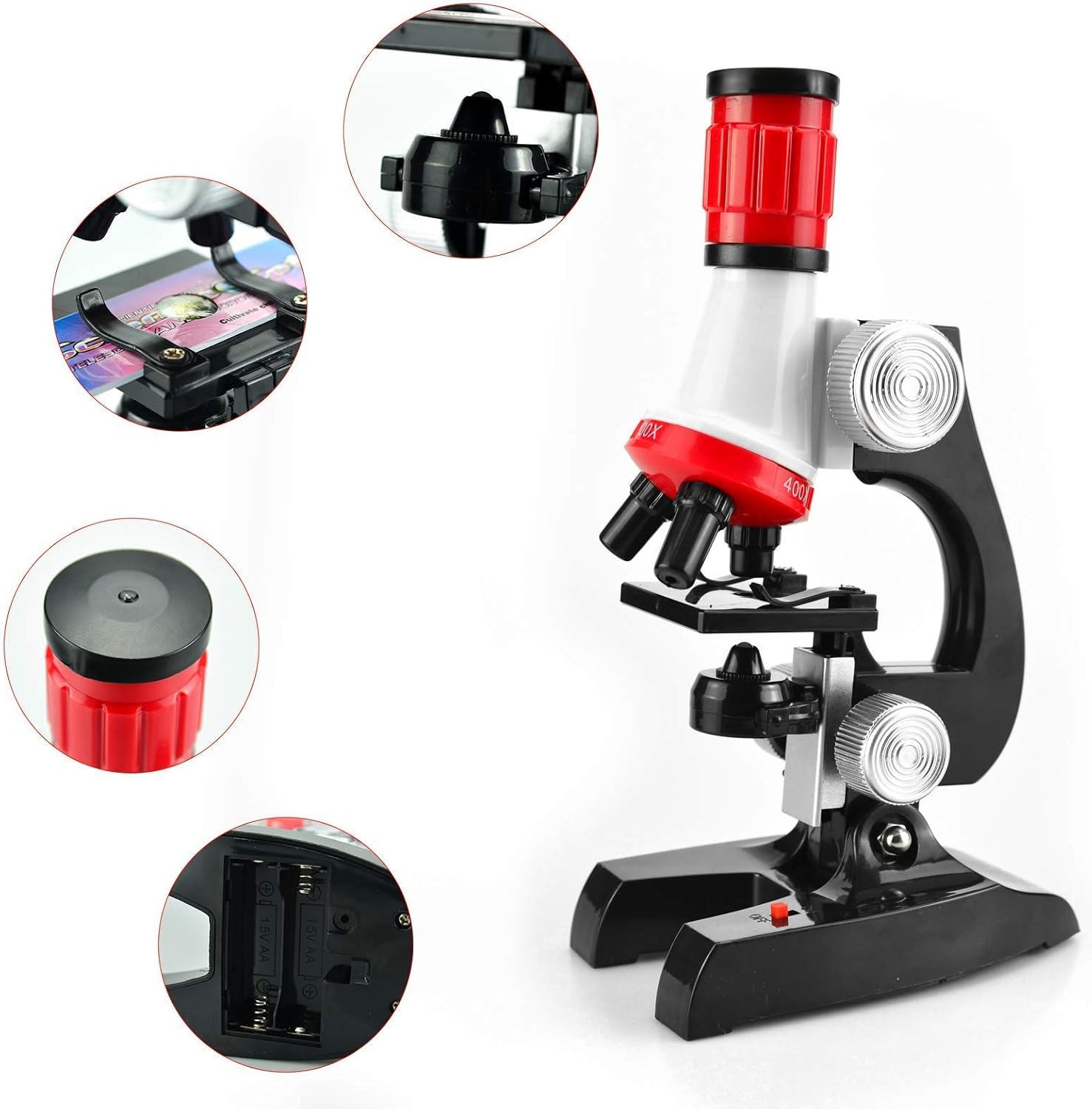 Microscope for Children Microscope 100 x 400 x 1200 x Magnification Set ...