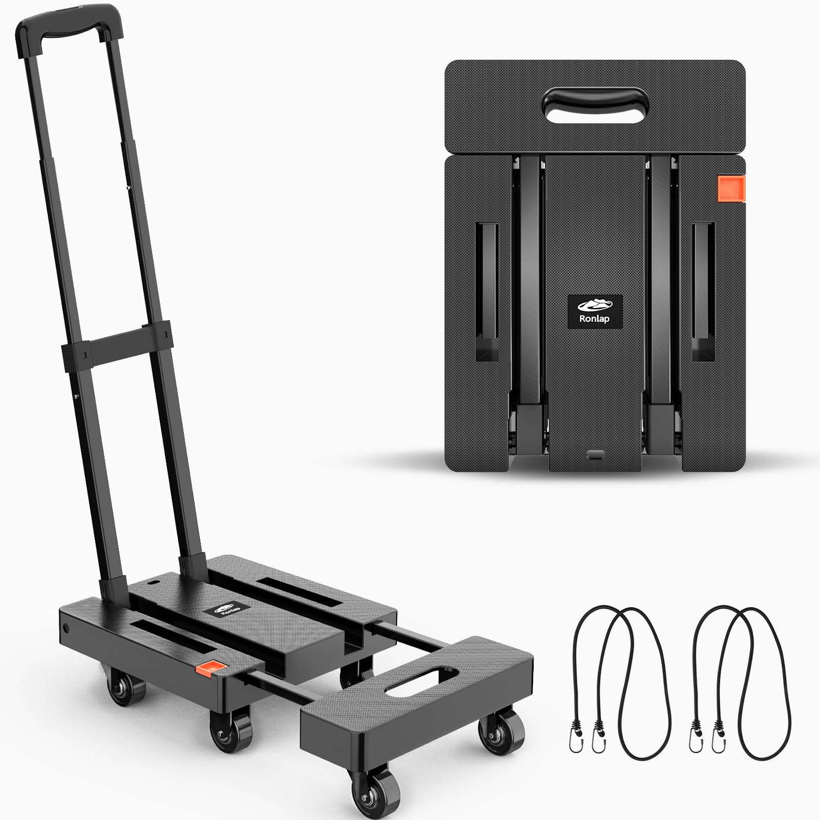 Ronlap Folding Hand Truck, Foldable Moving Dolly Cart with Wheels ...