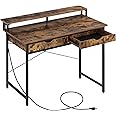 Amazon.com: Rolanstar Computer Desk with 2 Drawers and Power Outlet, 47 ...