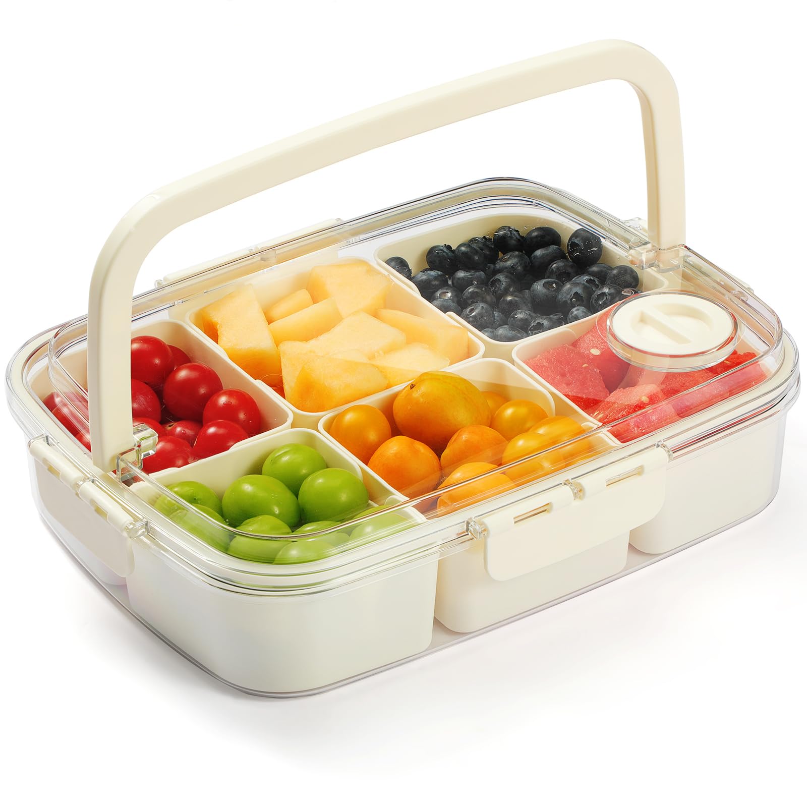 Snack Box Container, Divided Serving Tray with Lid and Handle Snackle ...