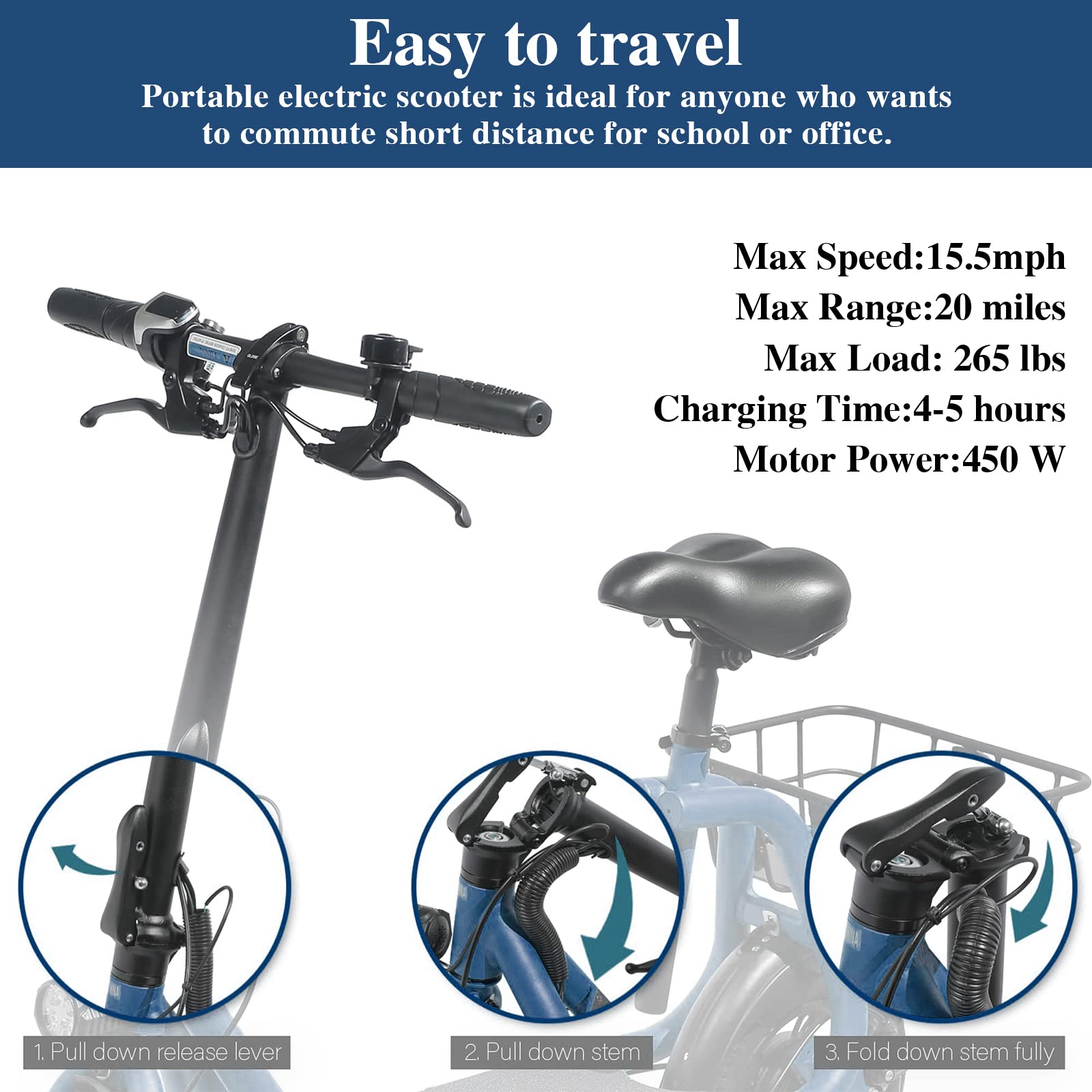Mua SEHOMY Electric Scooter with Seat for Adults 265lbs, 650W Peak ...