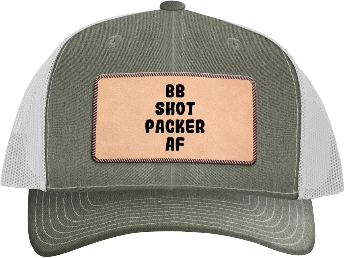 Bb Shot Packer AF - Leather Light Brown Patch Engraved Trucker Hat ...