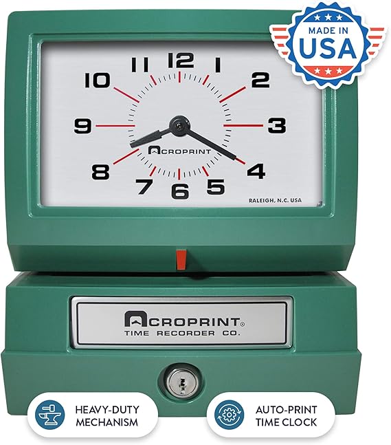 Amazon.com : ACROPRINT Time Clock, Auto Electric - Month, Date, Hours ...