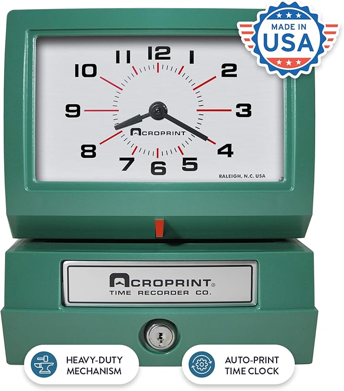 Amazon.com : ACROPRINT Time Clock, Auto Electric - Month, Date, Hours ...