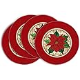 Amazon.com: Artoid Mode Watercolor Poinsettia Red Christmas Round ...