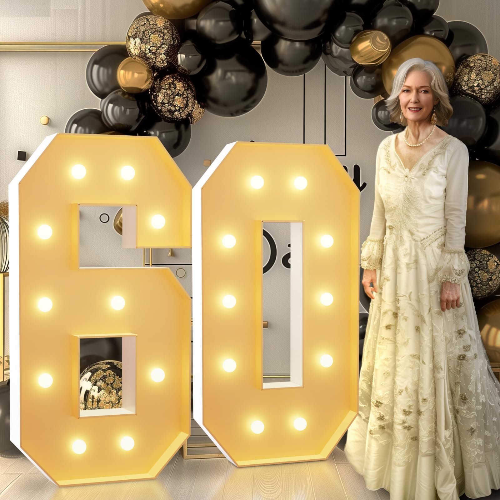 imprsv 4FT Light Up Numbers, Marquee Numbers 60th Birthday Decorations ...