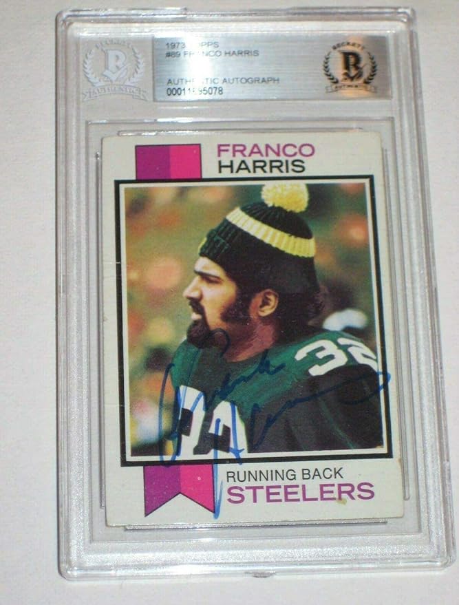 FRANCO HARRIS (Steelers) Signed 1973 TOPPS ROOKIE Card #89 Beckett ...