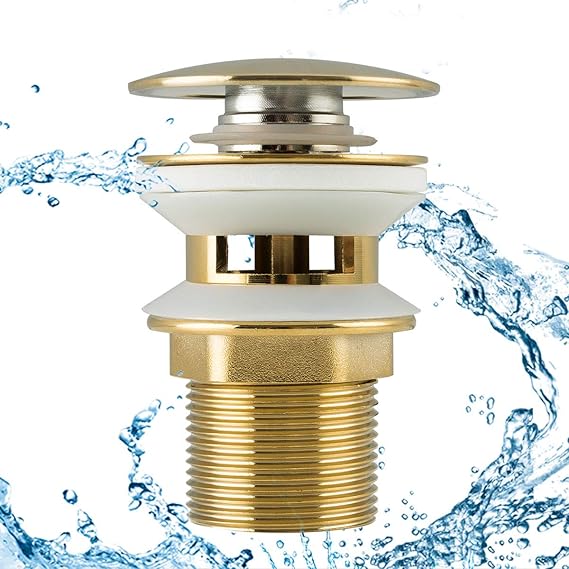 Basin Sink Waste Slotted Pop Up Click Clack Sprung Plug with Overflow ...