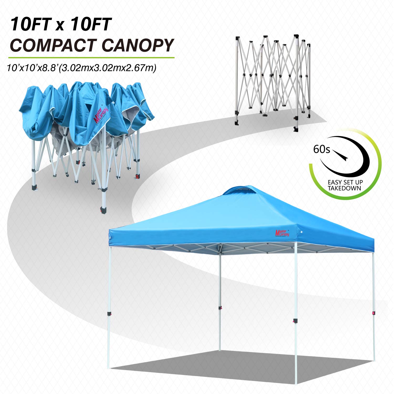 MasterCanopy Compact Canopy 10x10 Ez Pop up Canopy Portable Shade ...